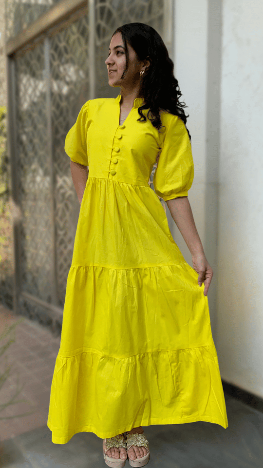 MACAROON YELLOW MAXI DRESS – HOUSE OF SHAILJA